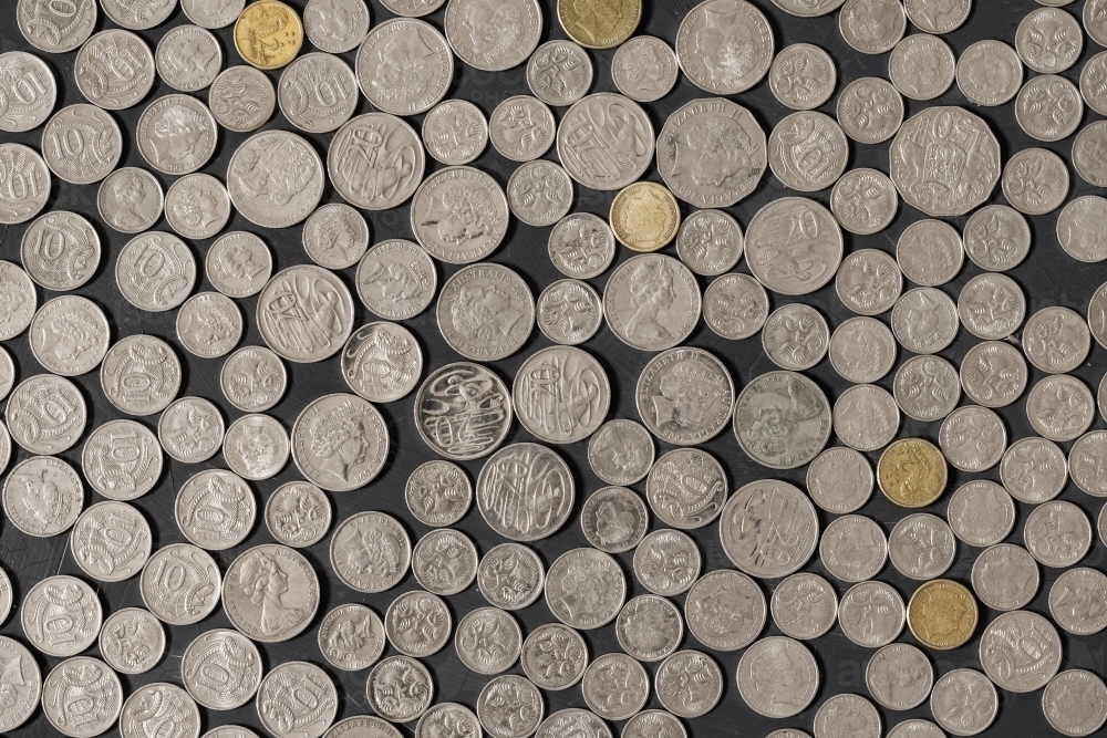 Image of background of australian coins - Austockphoto