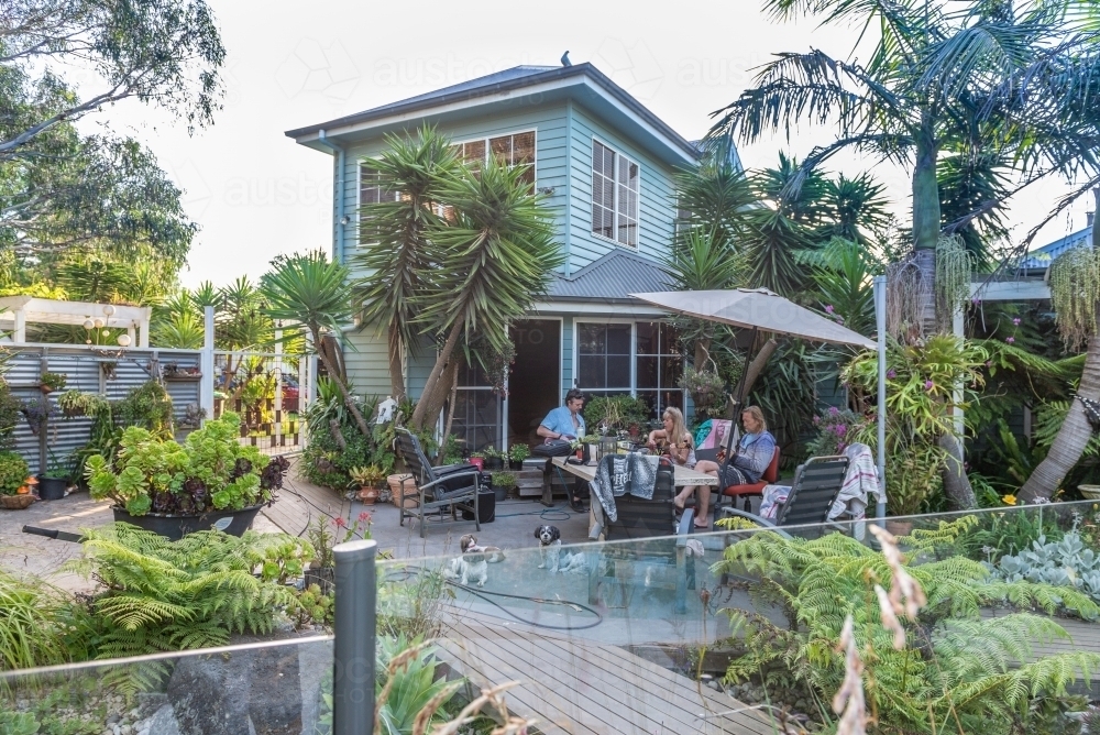 Image of Backyard of Victorian home - Austockphoto