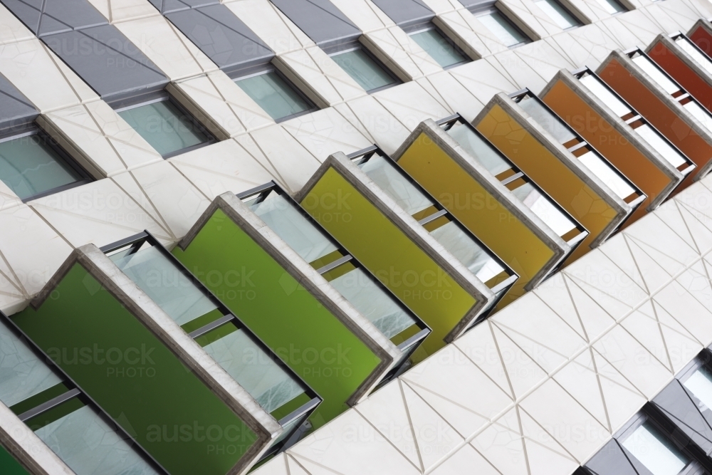 Image of balcony ledges on city building - Austockphoto