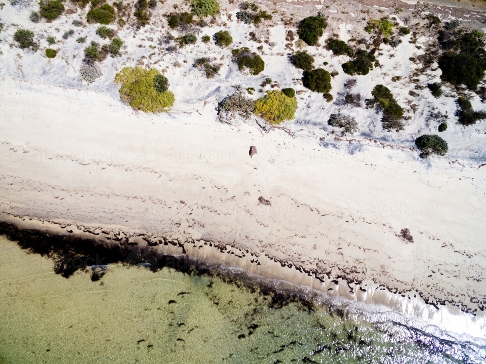 Image of Beach and sand dunes from aerial perspective - Austockphoto
