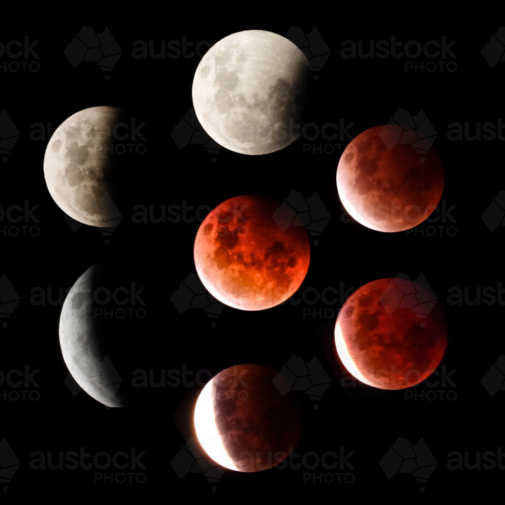 Image of Blood moon eclipse - Austockphoto