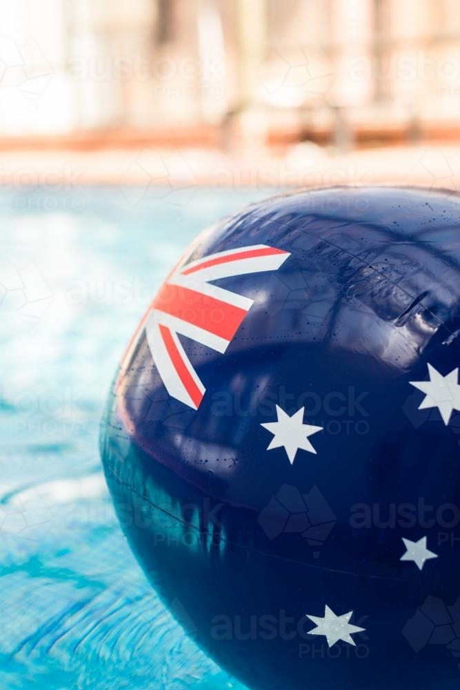 Image of blow up pool toy with australian flag motif - Austockphoto