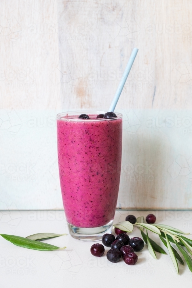 Image of Blueberry milkshake - Austockphoto