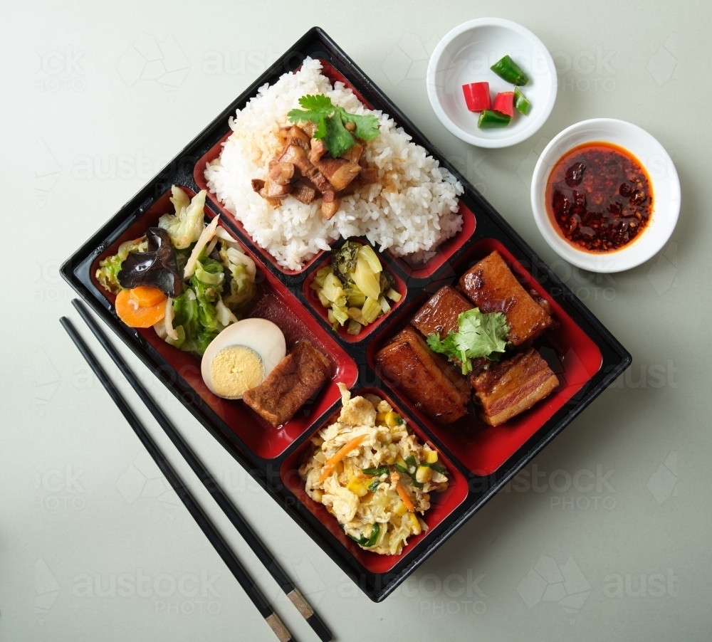 Image of Braised pork bento - Austockphoto
