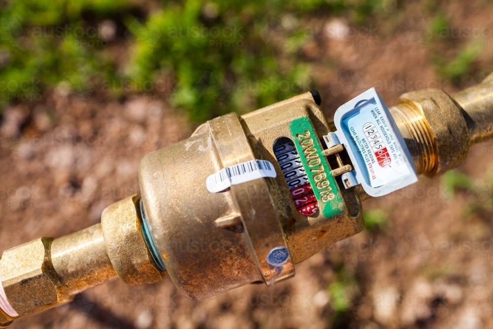 Image of Brand new water meter for new house build - Austockphoto