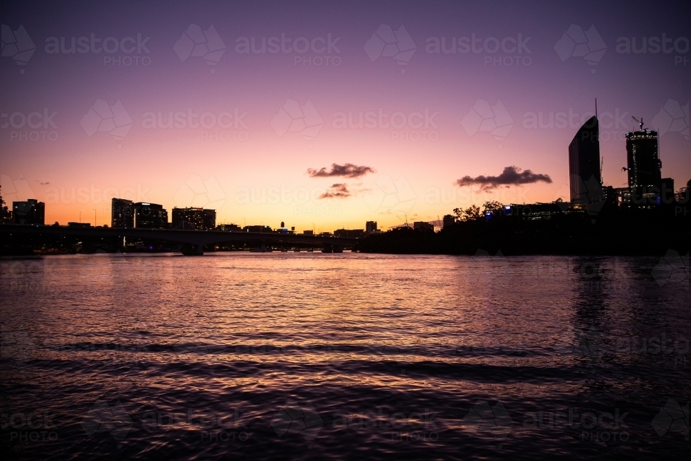 Image of Brisbane river after sunset - Austockphoto