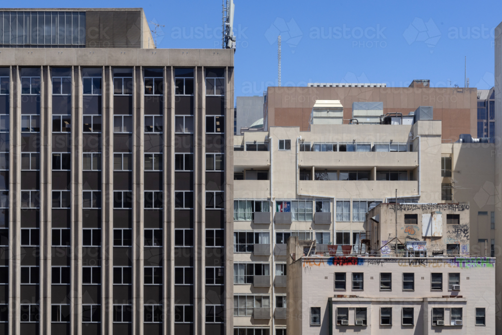 Image of Buildings on Swanston St, Melbourne - Austockphoto