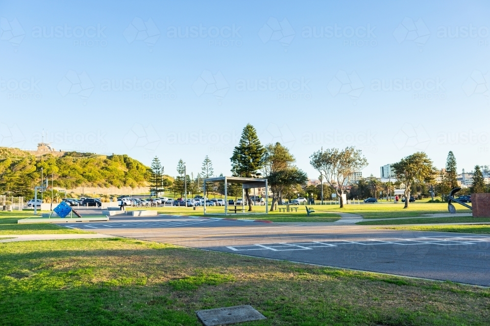 Image of Camp Shortland at Nobbys Beach with golden sunset light ...