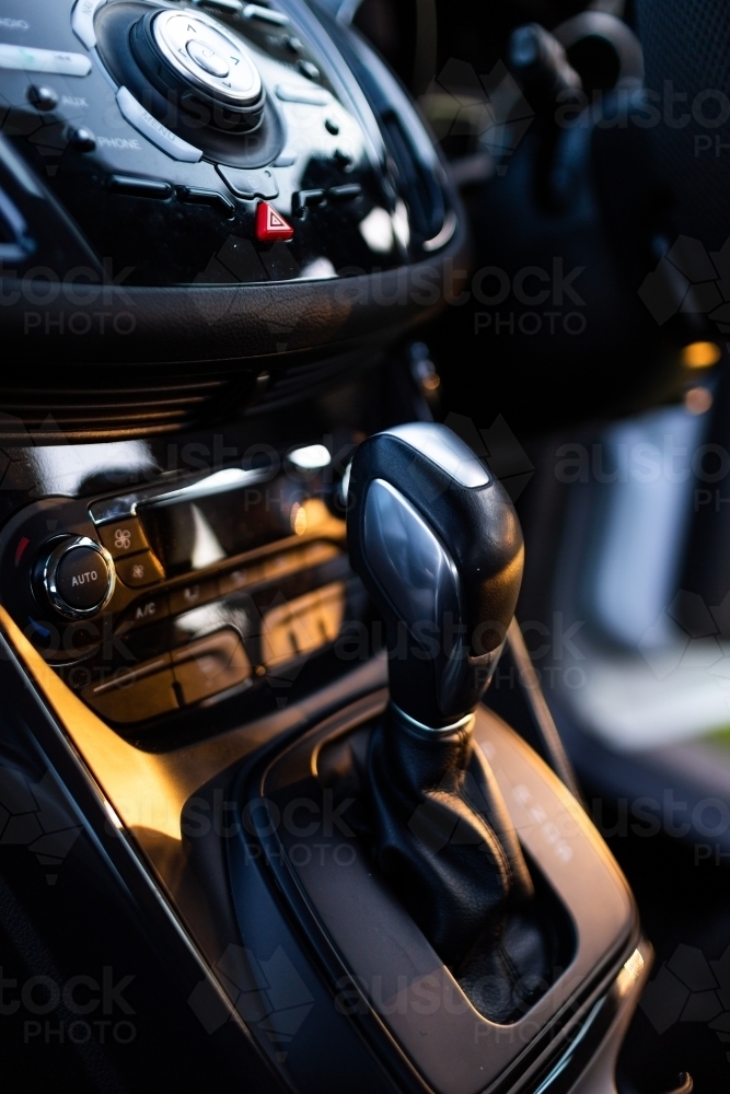 Image of car dashboard with buttons and stick for automatic vehicle ...