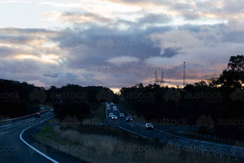 Image of Cars travelling on divided Hume Highway late in the day in ...