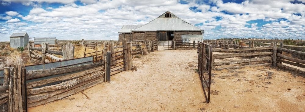 Image of Cattle yards on an outback station - Austockphoto