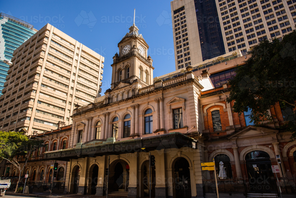 Image of Central station in Brisbane on a sunny day with a blue sky and ...
