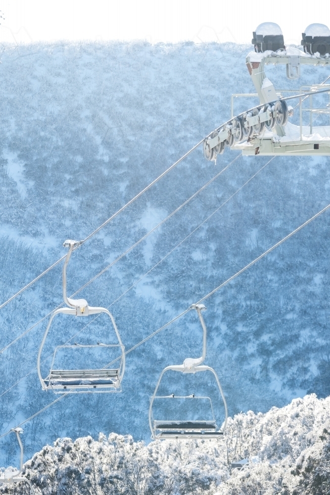 Image of Chairlift at the snow. - Austockphoto