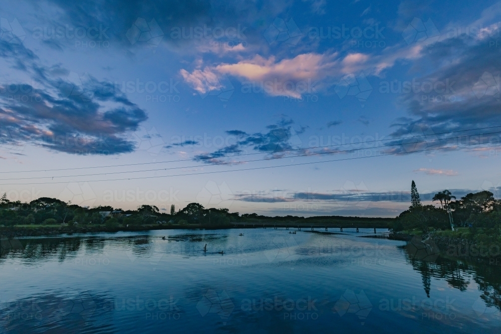 Image of Children playing in the shallow water of Simpsons Creek, late ...
