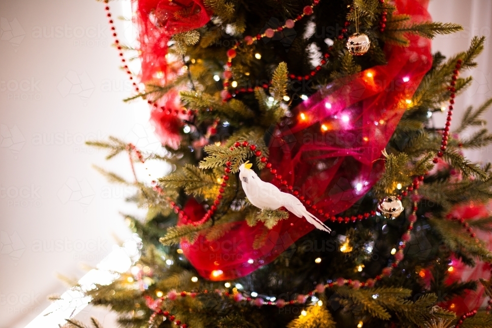 Image of Christmas tree with a sulphur crested cockatoo decoration ...