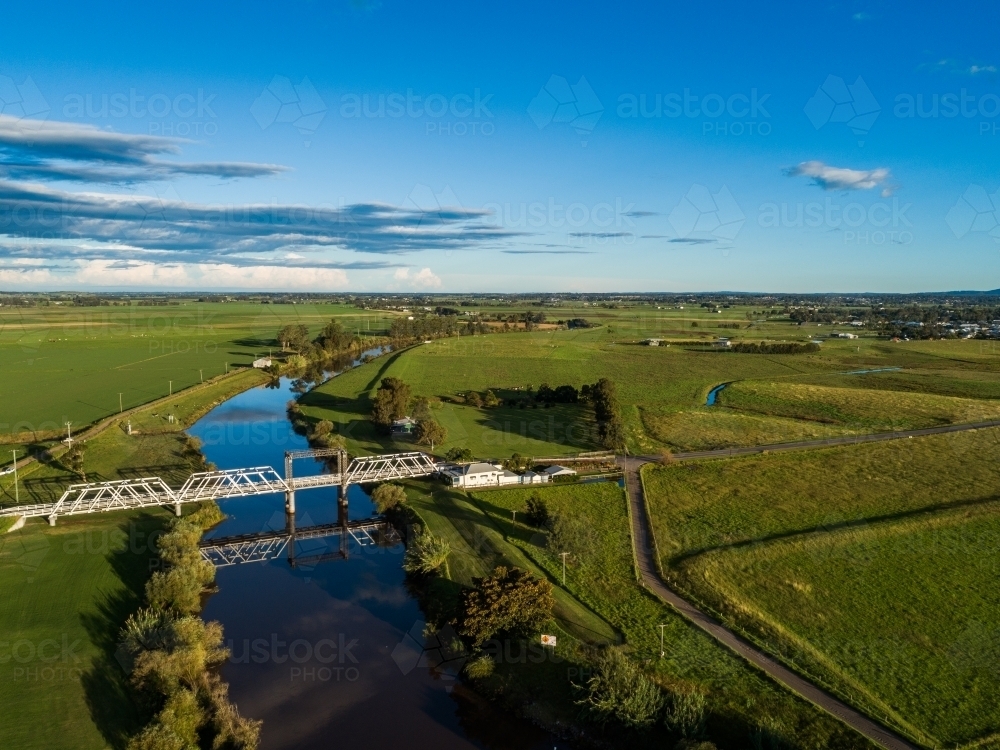 Image of Clarence Town Road and timber truss bridge in rural green ...