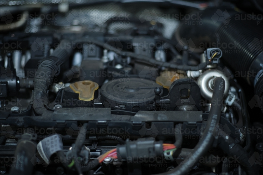 Image of Close-up view of an engine compartment - Austockphoto