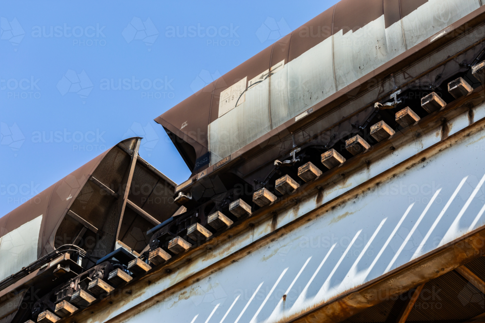 Image of Coal train on overhead railway tracks transporting Australian ...