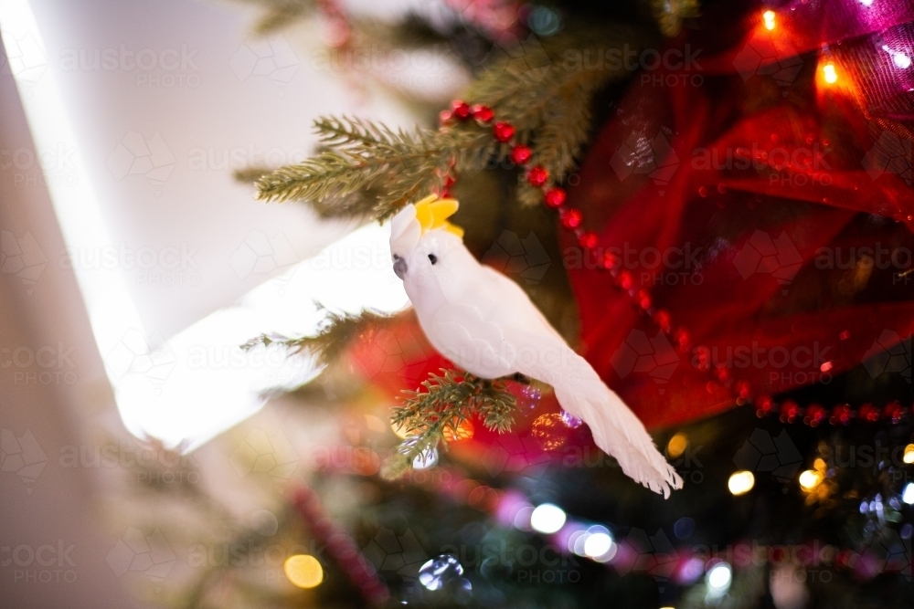 Image Of Cockatoo Decoration Clipped Onto A Christmas Tree Austockphoto