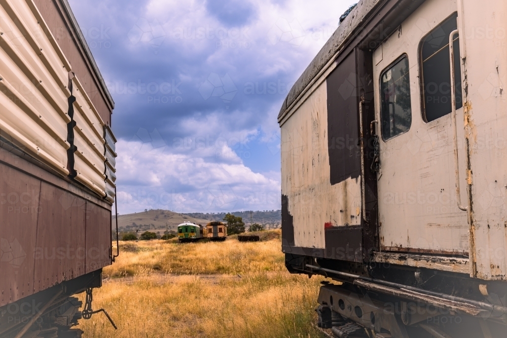 Image of Collection of historic train carriages on display at the ...