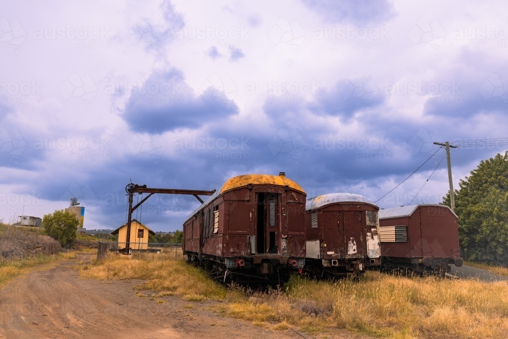 Image of Collection of historic train carriages on display at the ...