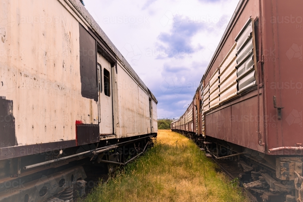 Image of Collection of historic train carriages on display at the ...