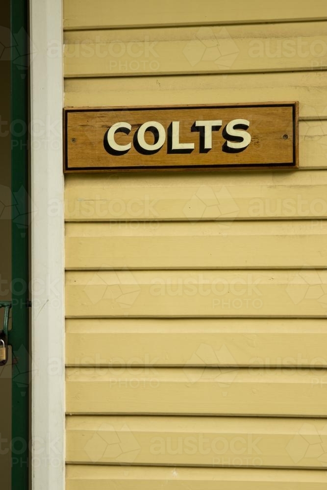 Image of Colts toilet sign on the information center wall in scone ...
