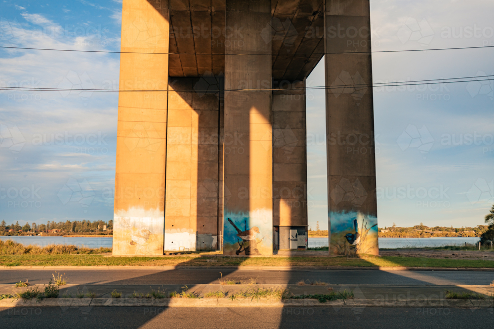 Image of Concrete pylons under Stockton Bridge crossing the Hunter ...