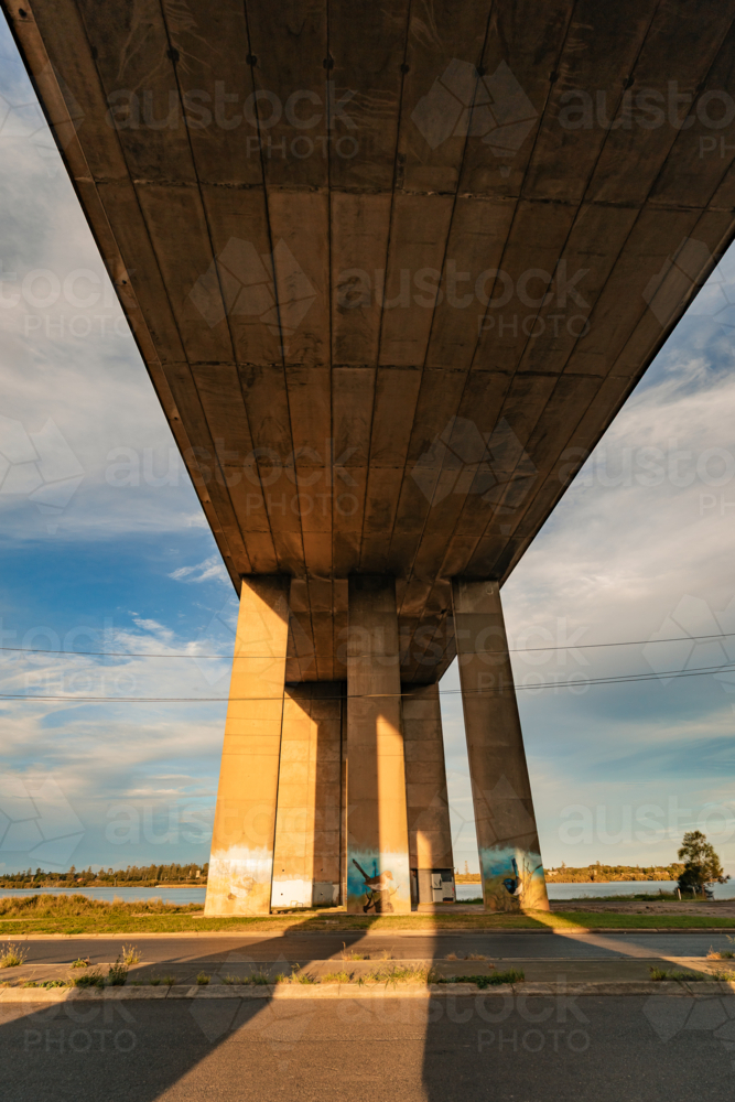 Image of Concrete pylons under Stockton Bridge crossing the Hunter ...