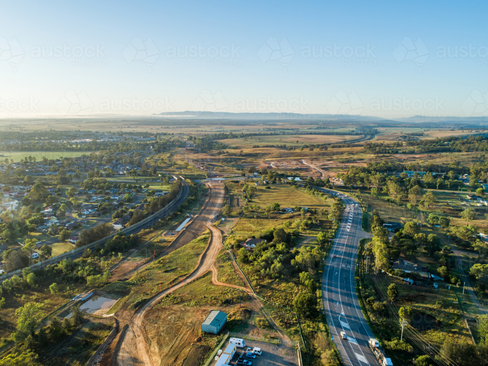 Image of Construction of Singleton bypass road base at the edge of ...