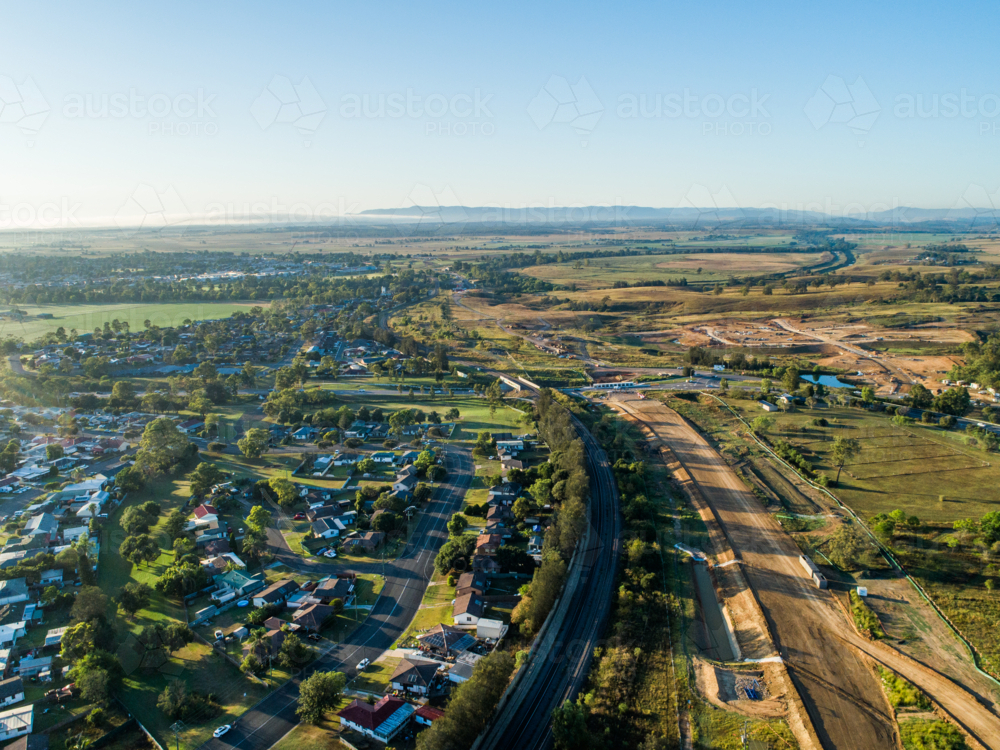 Image of Construction of Singleton bypass road beginning at the edge of ...