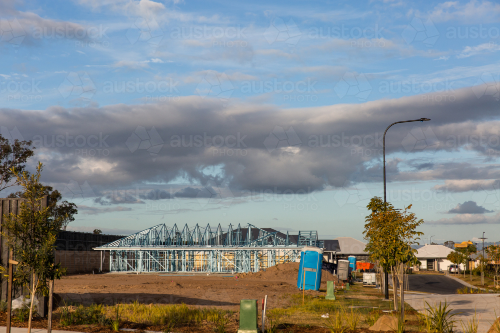 Image of construction sites in a new housing estate near Brisbane ...