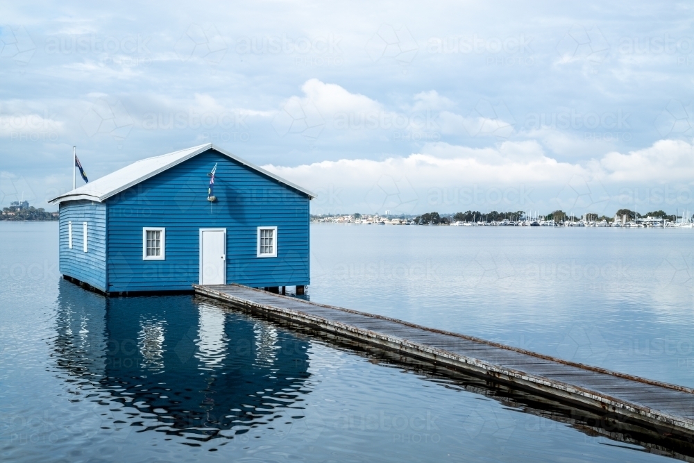 Image of Crawley Edge blue boatshed, Perth, Western Australia ...