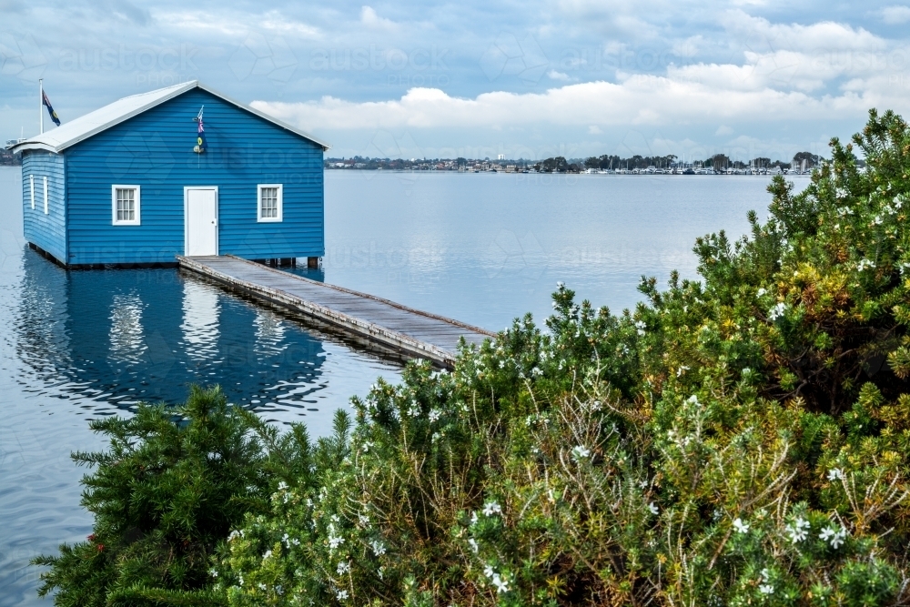 Image of Crawley Edge blue boatshed, Perth, Western Australia ...