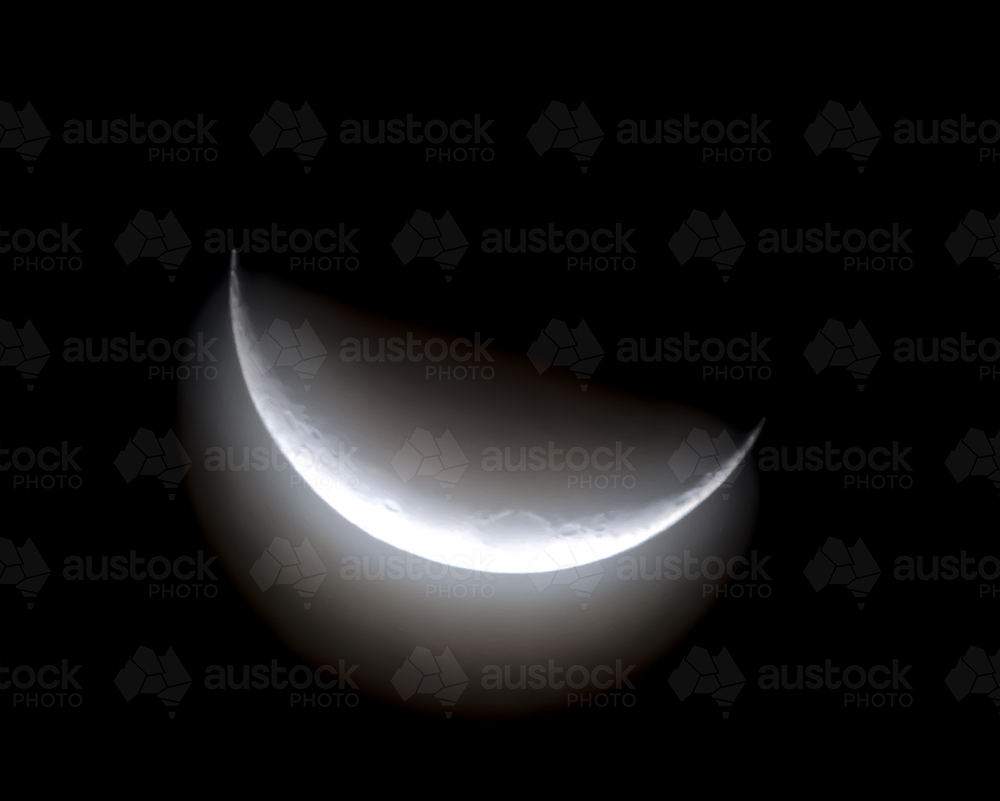 Image of Crescent Moon with shine - Austockphoto