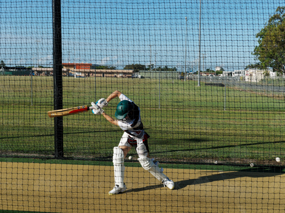 Image of Cricket training and practice in the nets for left handed ...
