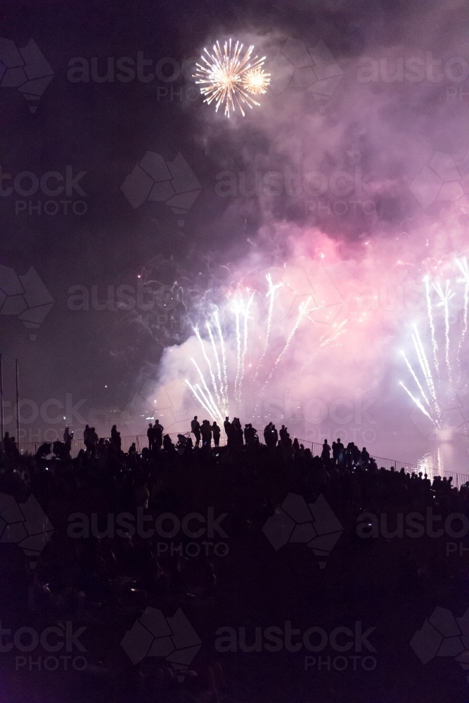 Image of Crowd watching the fireworks display at skyfire, Canberra ...