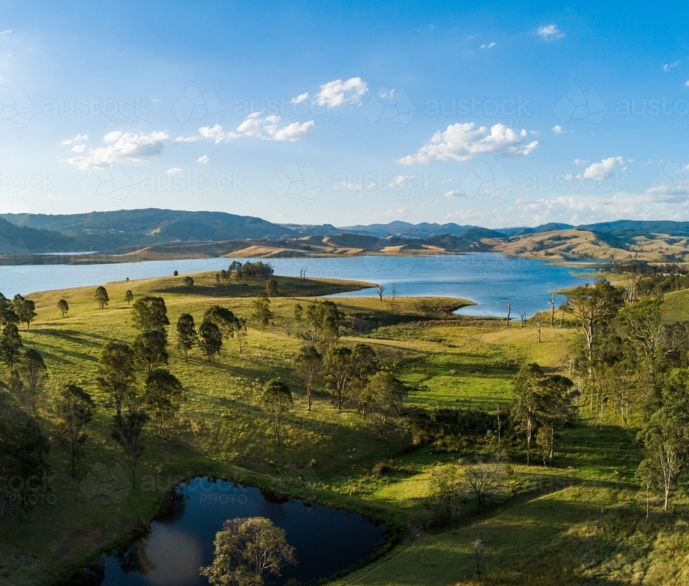 Image of Dam beside reservoir Lake St Clair in Hunter Valley - Austockphoto