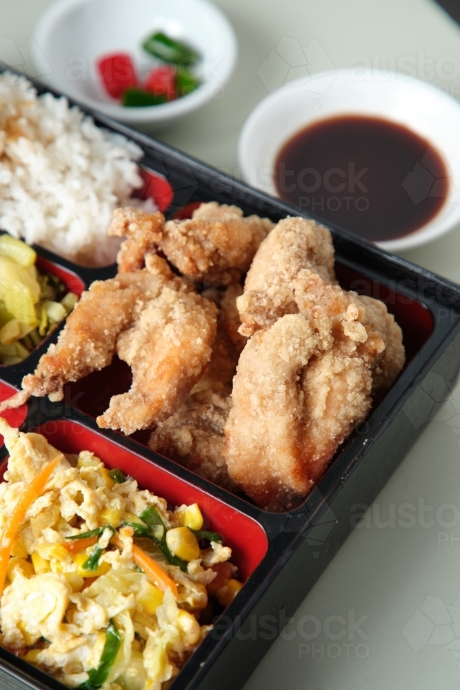 Image of Deep fried dish bento - Austockphoto