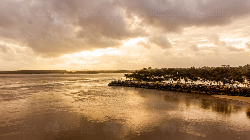 Image of dramatic sunset over nambucca river - Austockphoto