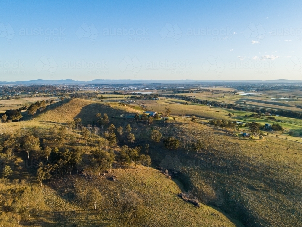 Image of Drone photo of Australian landscape of green hills with ...