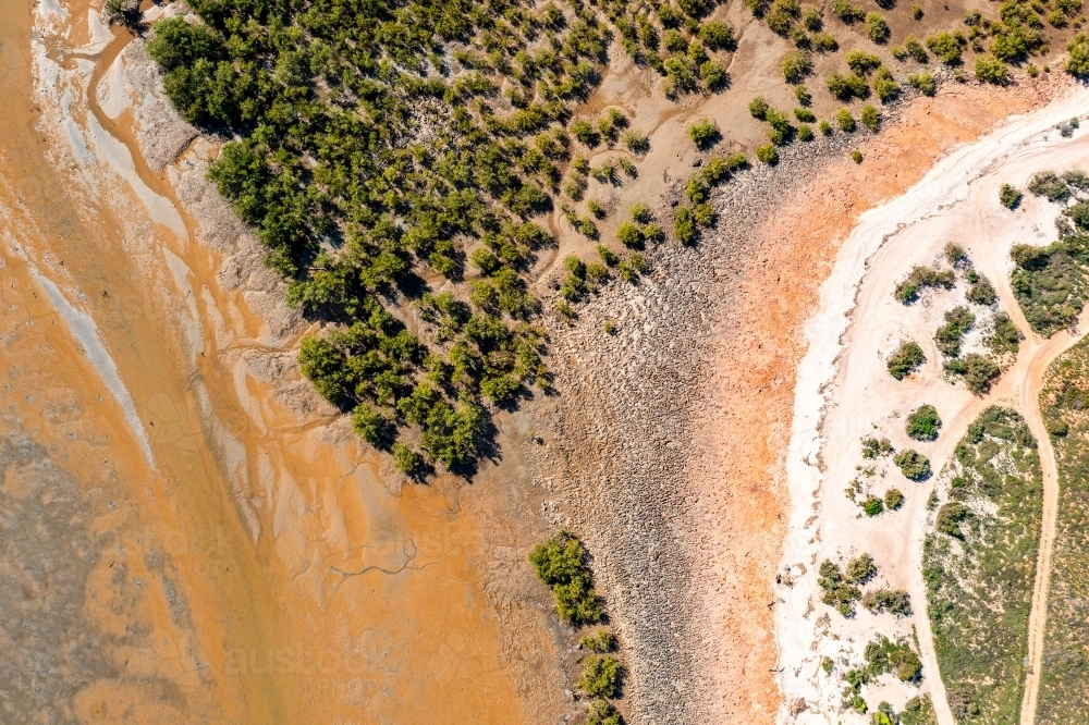 Image of drone photo of coastal landscape in the Pilbara near Karratha ...