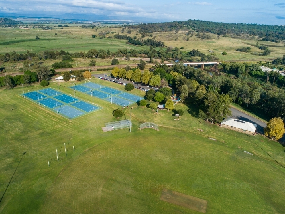 Image of Drone view of rose point recreation aera at edge of Singleton ...
