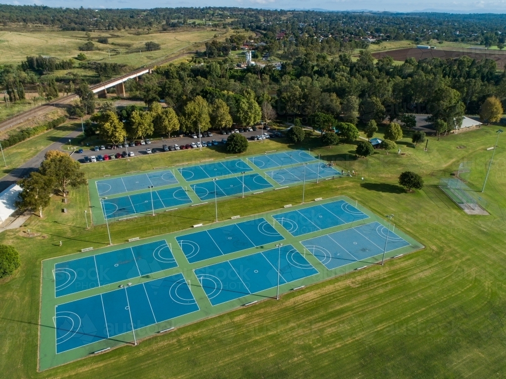 Image of Drone view of rose point recreation aera at edge of Singleton ...