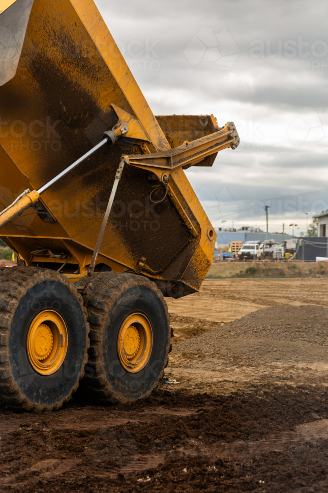 Image of dump truck on construction site doing earthworks building ...