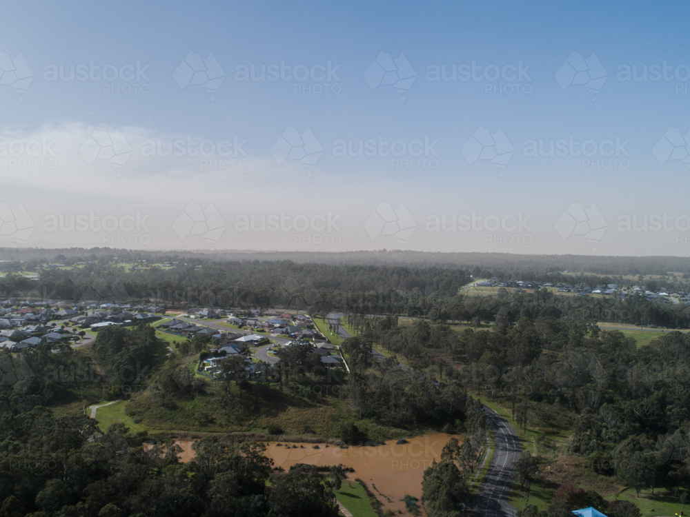 Image of Dust storm haze on horizon over Australian landscape at edge ...