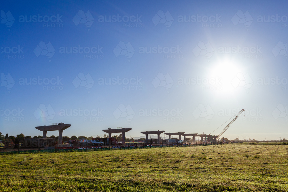 Image of Early construction of Singleton Bypass with bridge pylons in ...