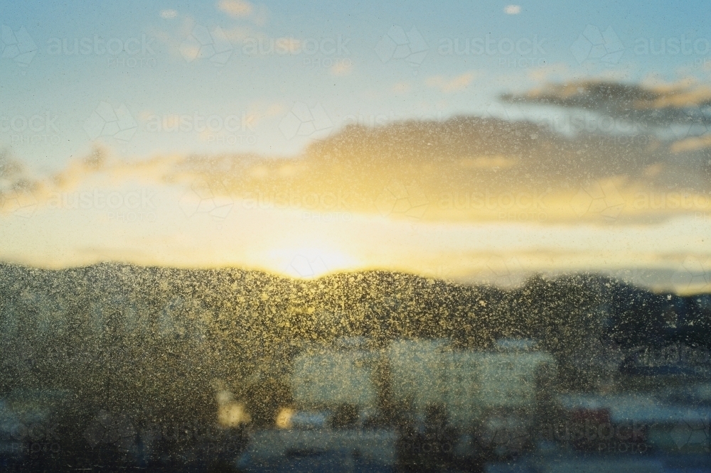Image of Early morning sunrise views over Brisbane city from apartment ...