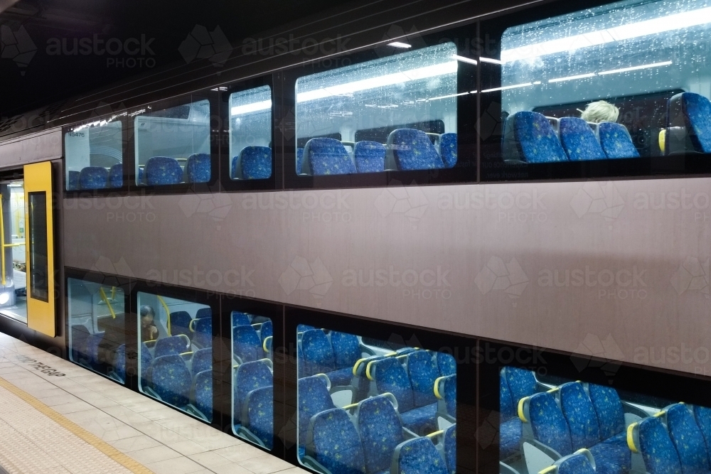 Image of Empty train carriage at Sydney station - Austockphoto