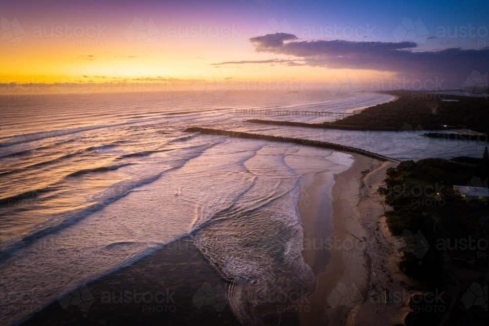 Image of Evening sunset over ocean - Austockphoto
